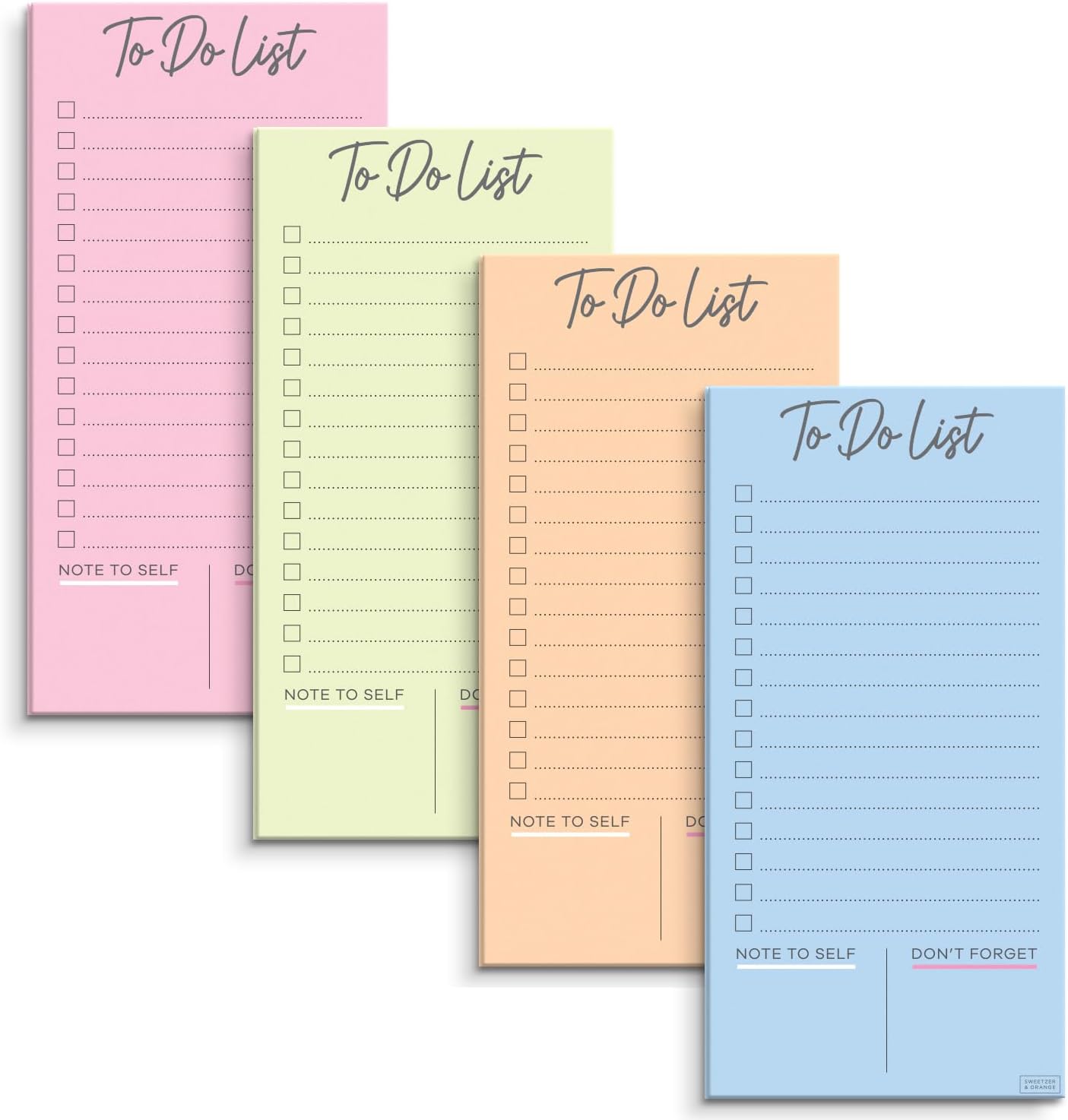 SWEETZER & ORANGE S&O Colorful Magnetic To Do List for Fridge – 4 Pack ...