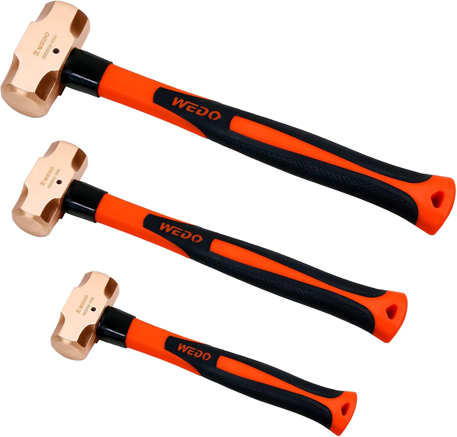 WEDO 3PCS Copper Sledge Hammer Set, 1lb+2lb+3lb, Fiberglass Handle, Die ...