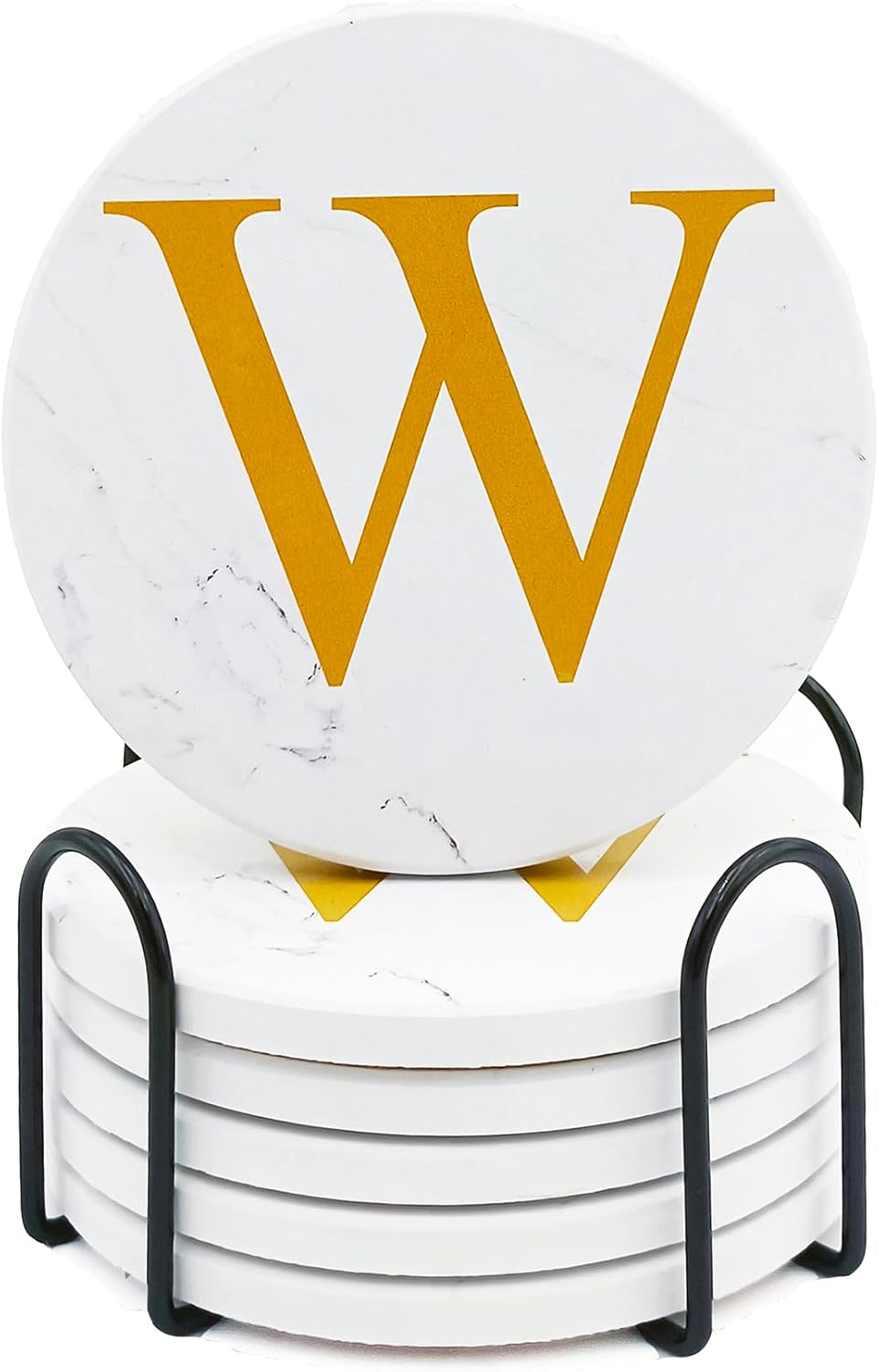 Amazon.com: Monogrammed Coasters for Coffee Table with Holder, Set of 6 ...