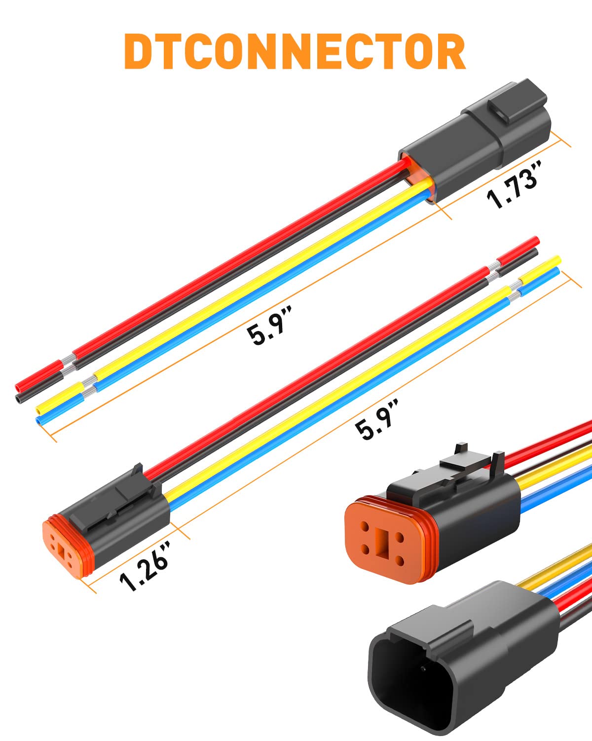 Snapklik.com : NAOEVO 4 Pin DT Connectors Waterproof, 4 Wire Connector ...