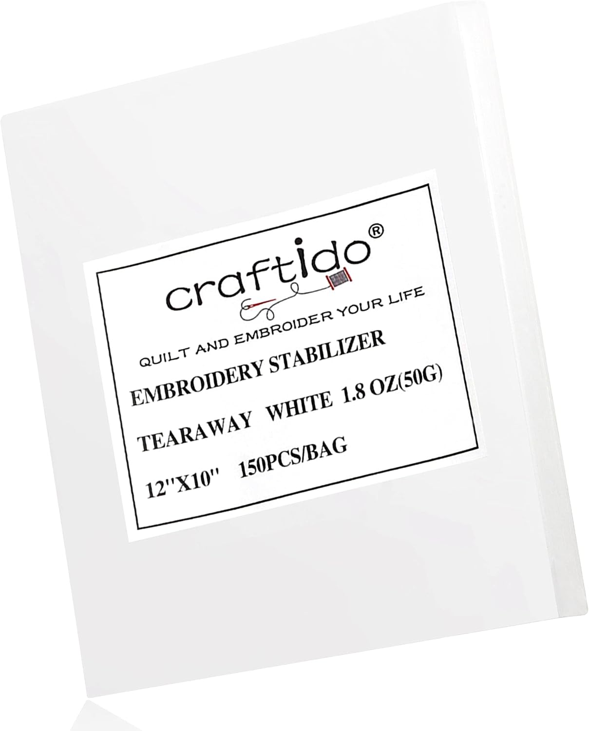 Amazon.com: Craftido 12"x10" 150 Sheets Tear Away Embroidery Stabilizer ...