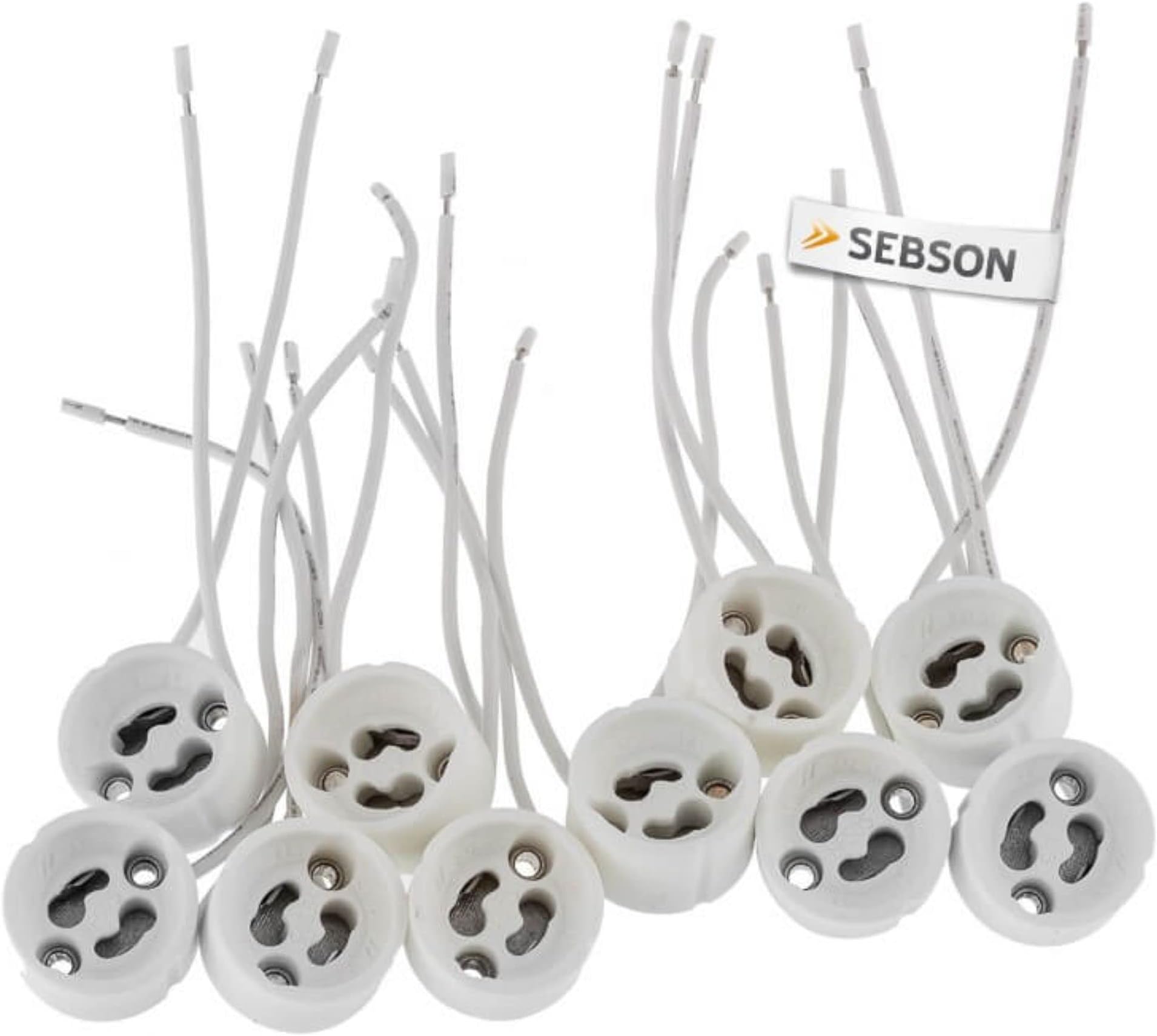 Hsthe Sea 20 Pcs GU10 Ceramic Socket Lamp Holder Silicone Wire Bulb ...