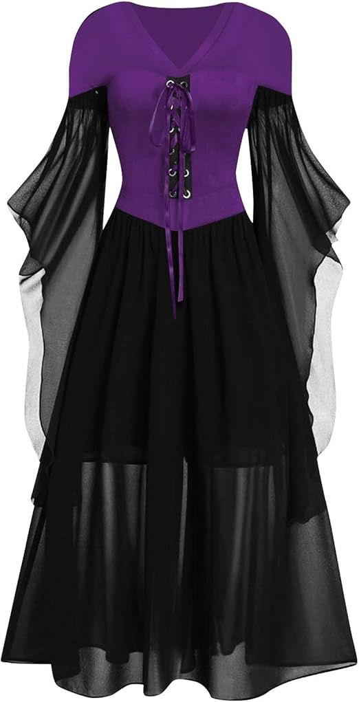 Générique Robe Médiévale Femme Bordeaux Costume Halloween Femme ...