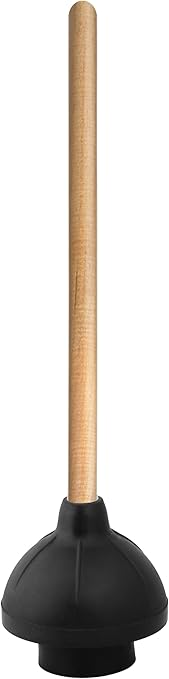 Superio Heavy Duty Plunger with 21 Inch Wooden Handle, Black Rubber ...