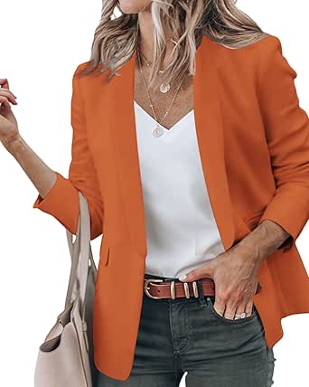 Newffr Womens Casual Blazer Jackets - Open Front Long Sleeve Lapel ...