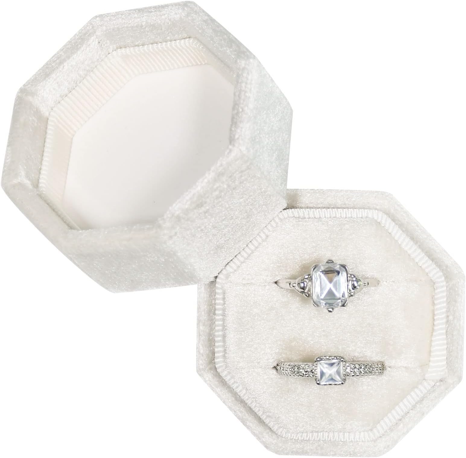 Amazon.com: Hommtina Velvet Double Ring Box, Ring Box Wedding Day ...
