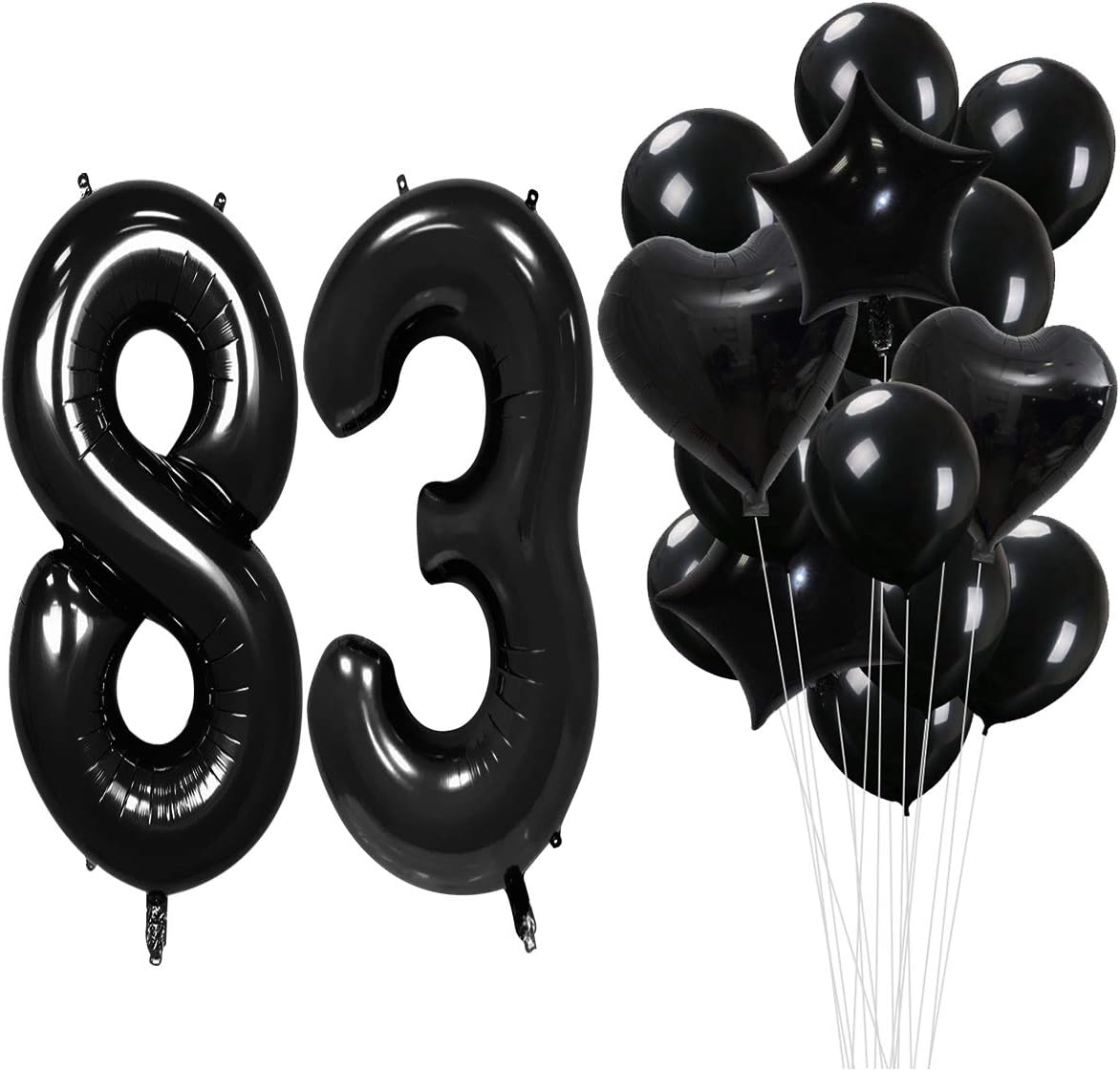 Amazon.com: MAGJUCHE 40 Inch Black 83th Birthday Helium Jumbo Digital ...