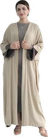 Amazon.com: khalat Muslim Abaya Dress Women Solid Modest Muslim Robe ...
