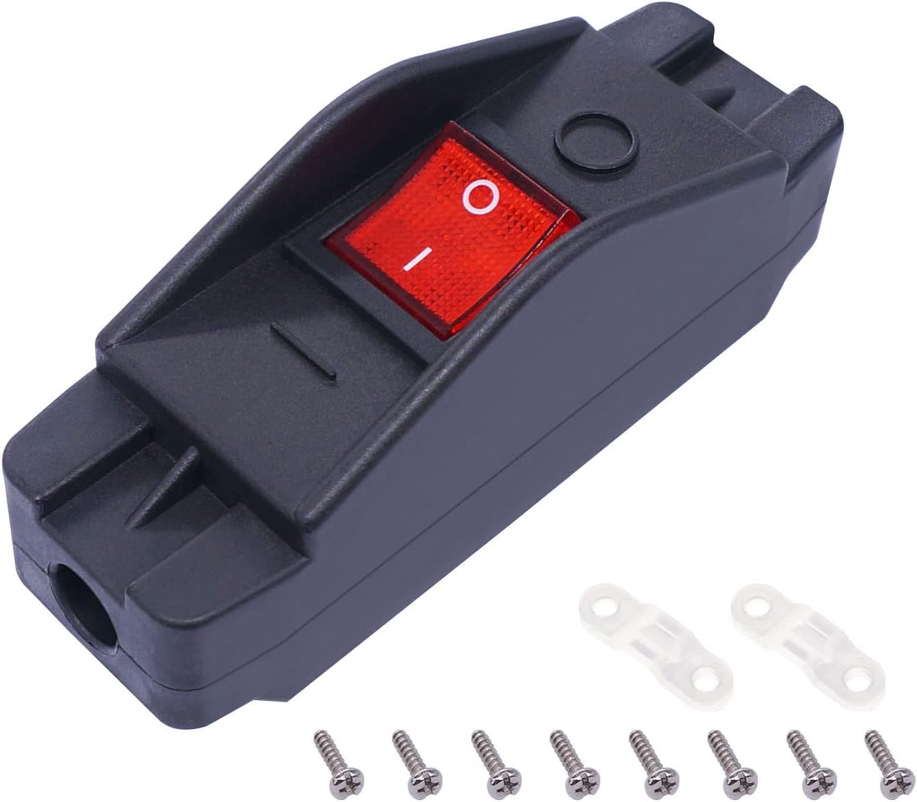 2 Pieces 20A Heavy Duty Inline Cord Switch Black On/Off Rocker with Red ...