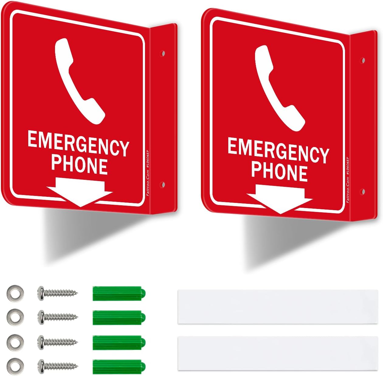 Faittoo Emergency Phone Sign, 2 Pack Emergency Phone with Down Arrow ...