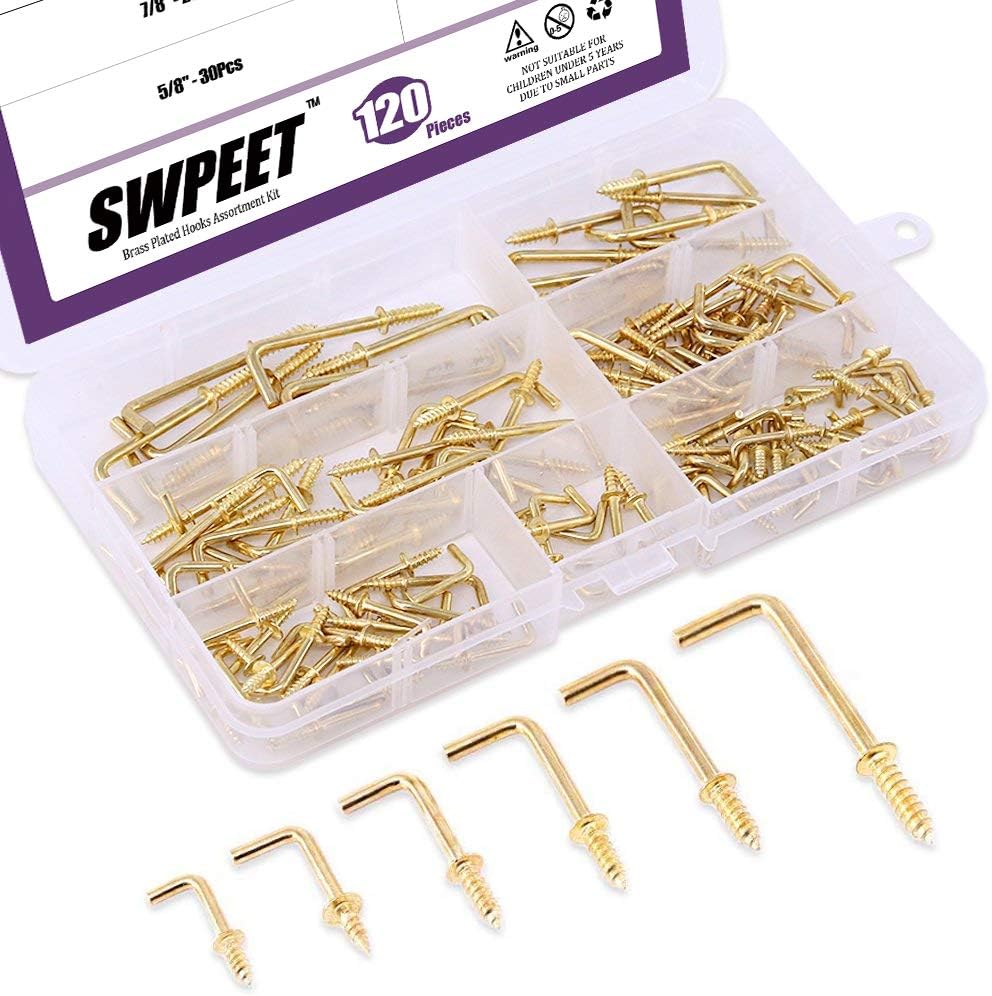 Amazon.com: Alloygold 85 Pieces 6 Sizes Spiral in Square Bend Hook kit ...