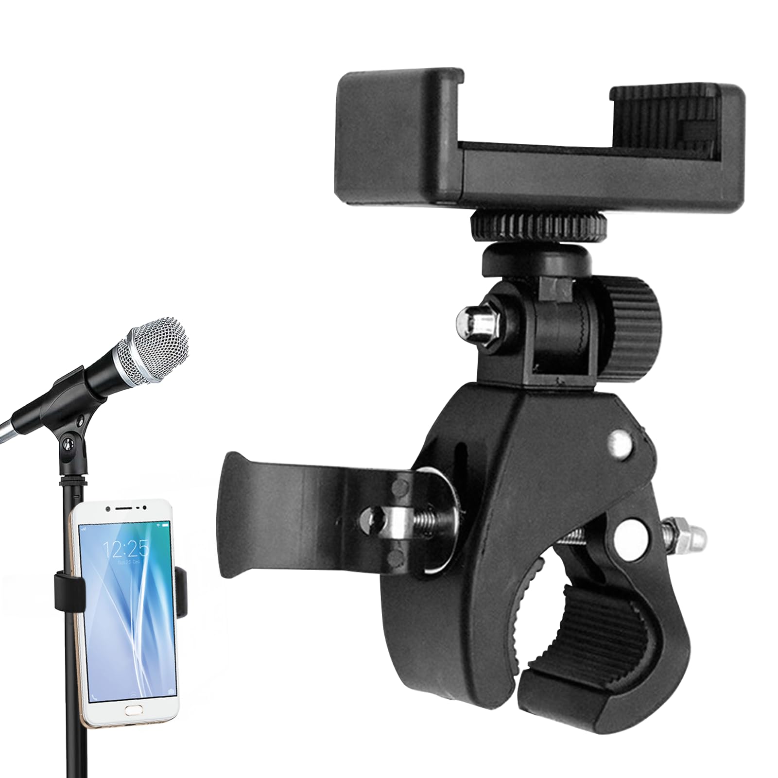 Mic Stand Phone Holder, Clip Microphone Arm Mount Clamp, Phone Holder ...