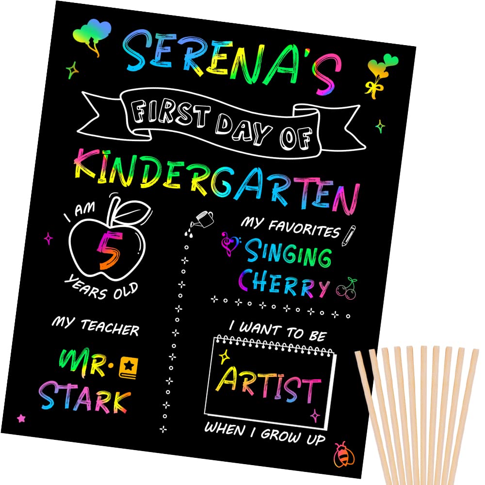 Buy 10 Pack First & Last Day of School Chalkboard Scratch Art Craft ...