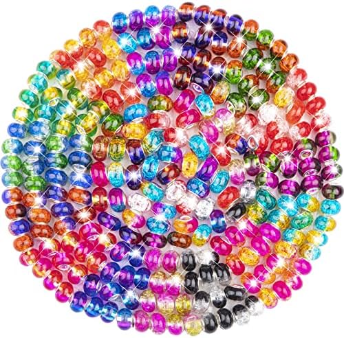 Amazon.com: 300 Pcs Large Hole Glass Beads for Jewelry Making, European ...