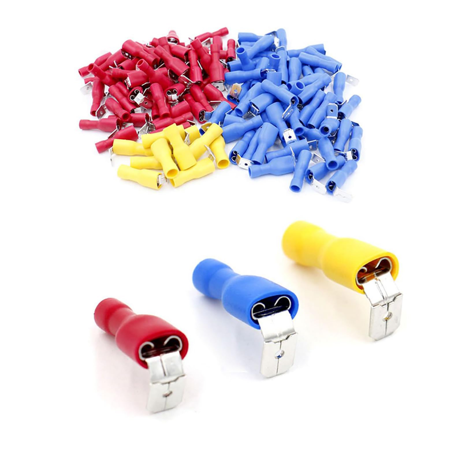 Snapklik.com : 1/4" Piggyback Spade Crimp Terminal Connector 0.5-6.0mm2 ...