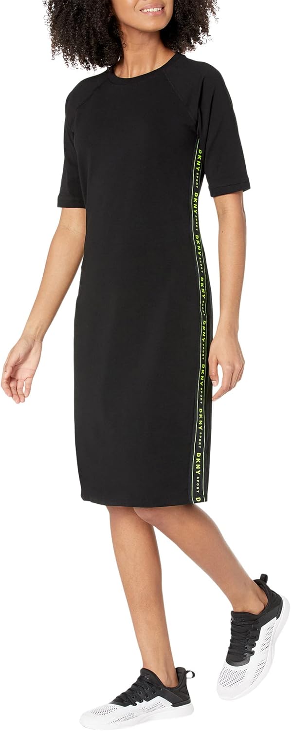 Amazon.com: DKNY Short Sleeve Bodycon Dress w/Logo Taping Zest XS : Clothing, Shoes & Jewelry