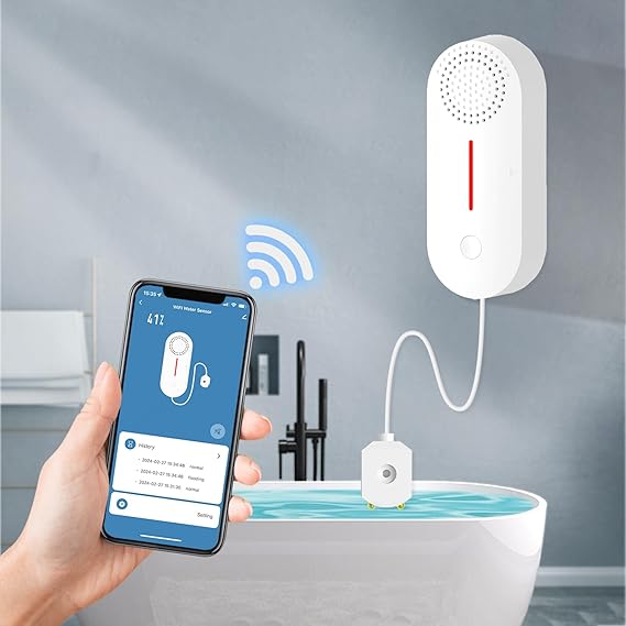 Amazon.com: PILSAMAS WiFi Water Leak Sensor, Water Alarm Leak Detector ...