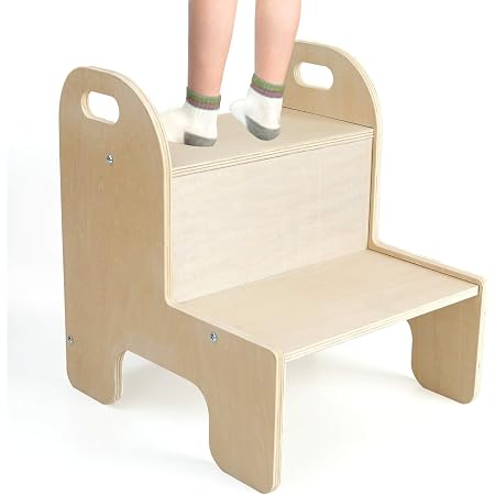 Amazon.com: Wooden Toddler Step Stool for Kids, WOOD CITY Bathroom ...