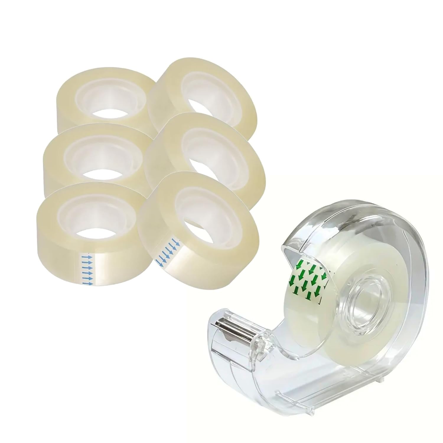 Clear Tape Dispenser Set with 6 Rolls of Transparent Adhesive Tape ...