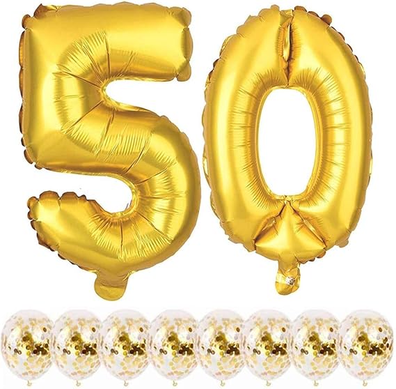 Luftballon 50.Geburtstag Mann Frau 50 Jahr Geburtstagsdeko gold 40 Zoll ...