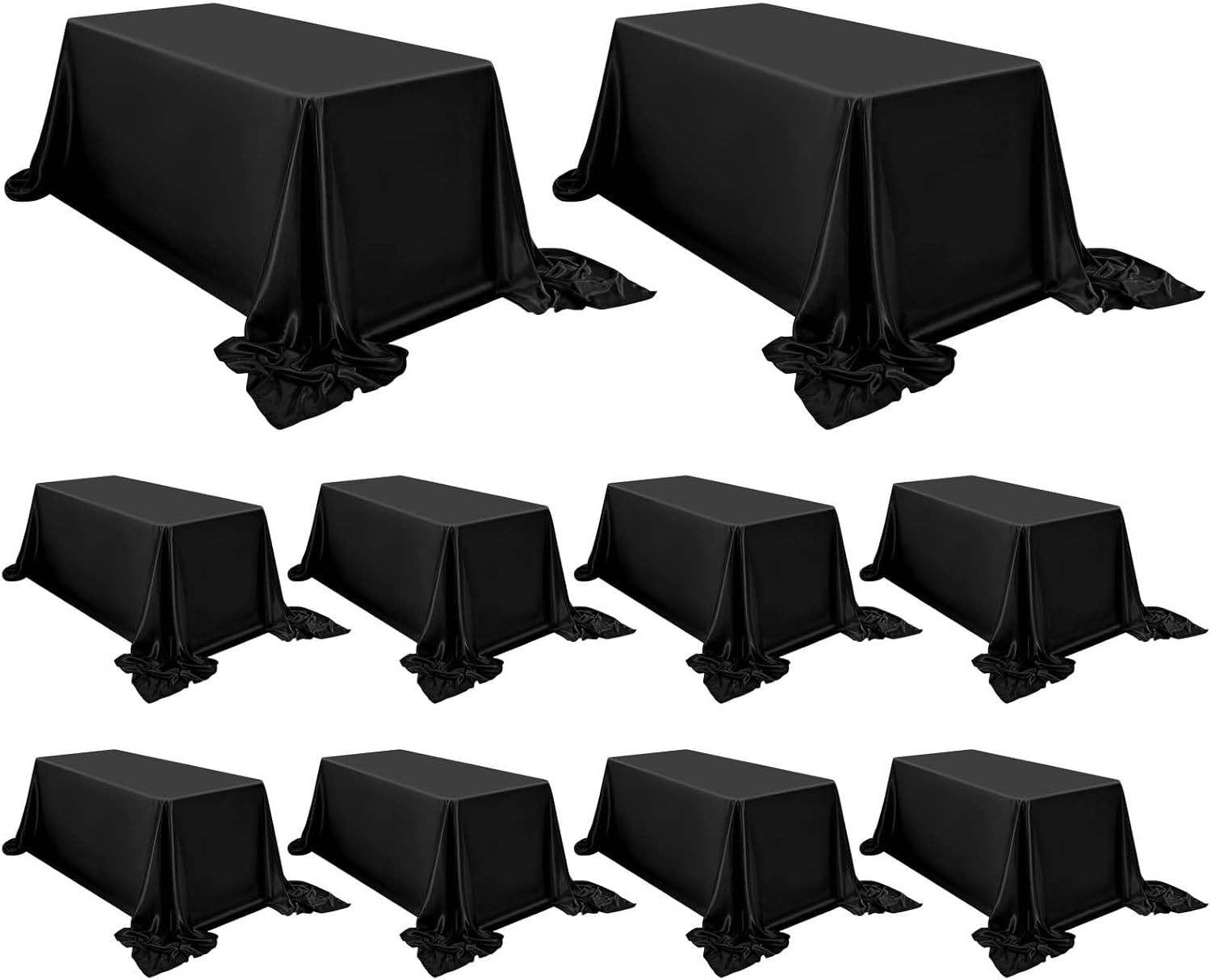 Amazon.com: 10 Pack Satin Tablecloth 90 x 156 Inch Black Rectangle ...