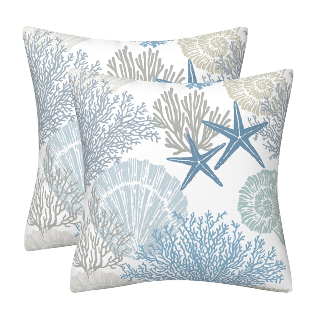 DILOXNSU Set of 2 Cushion Covers 45 x 45 Double-Sided Blue Ocean ...
