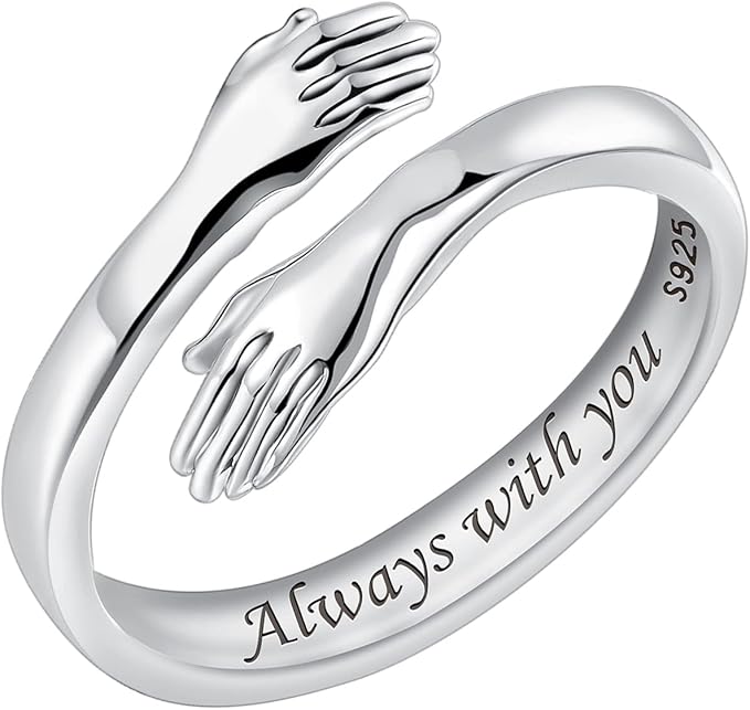 LOVECOM Hug Ring,925 Sterling Silver Hug Rings for Women Girls Silver ...