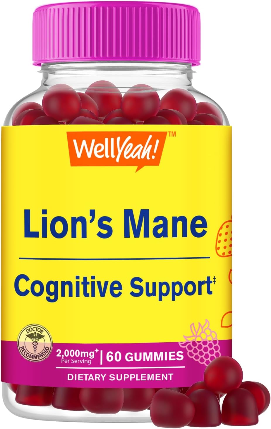 Amazon.com: WellYeah Lions Mane Gummies for Adults (2,000mg) | Lions ...