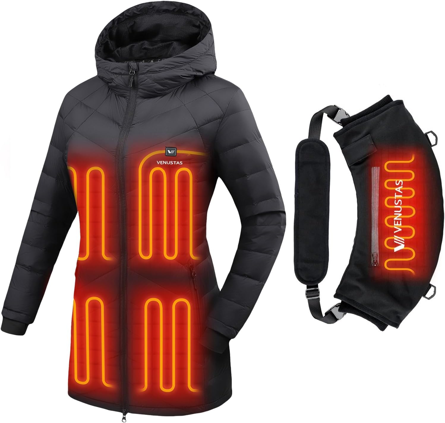 Amazon.com: Venustas Women's Heated Jacket (L) and Heated Hand Muff ...