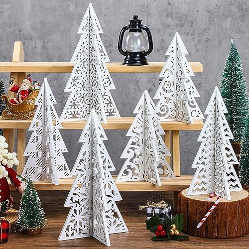 Amazon.com : Redbaker 16 Pcs Wooden Christmas Trees Tabletop Decor ...