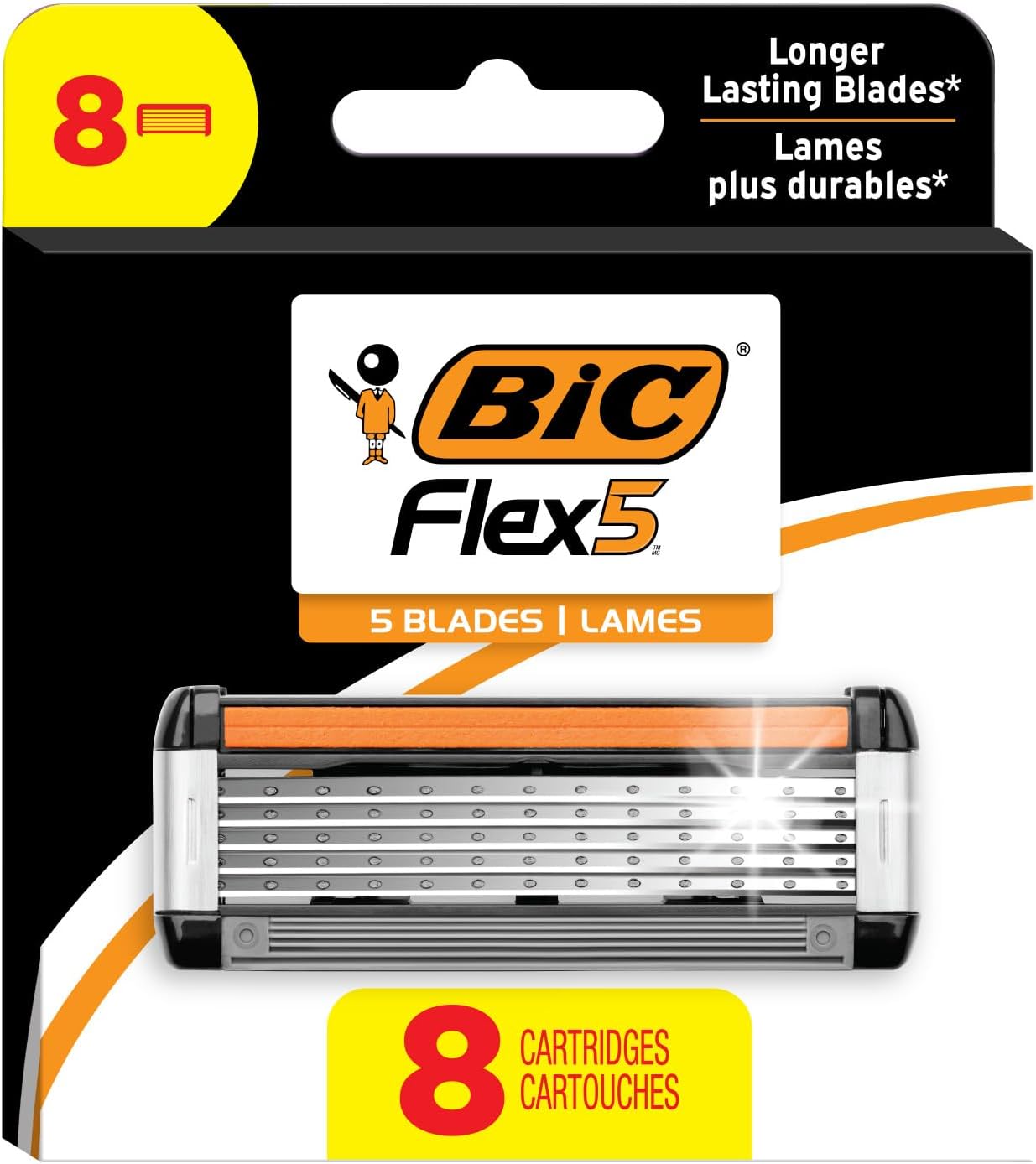 Amazon.com: BIC Flex 5 Refillable Refill Razor Cartridges for Men, Long ...