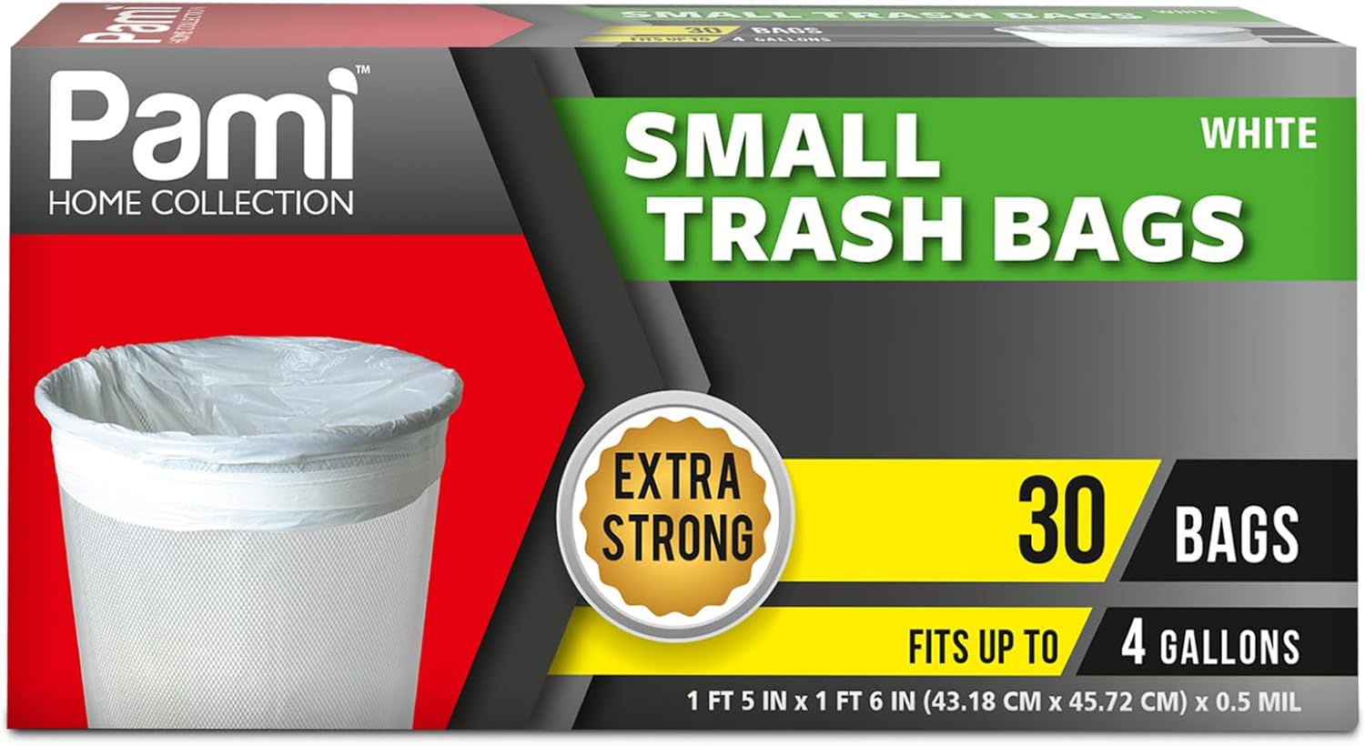 Amazon.com: PAMI Small 4-Gallon Trash White 30 Bags - Strong ...