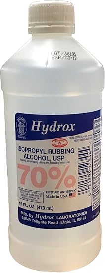 Amazon.com: Hydrox 70% Isopropyl, Rubbing Alcohol, 16 oz : Health ...