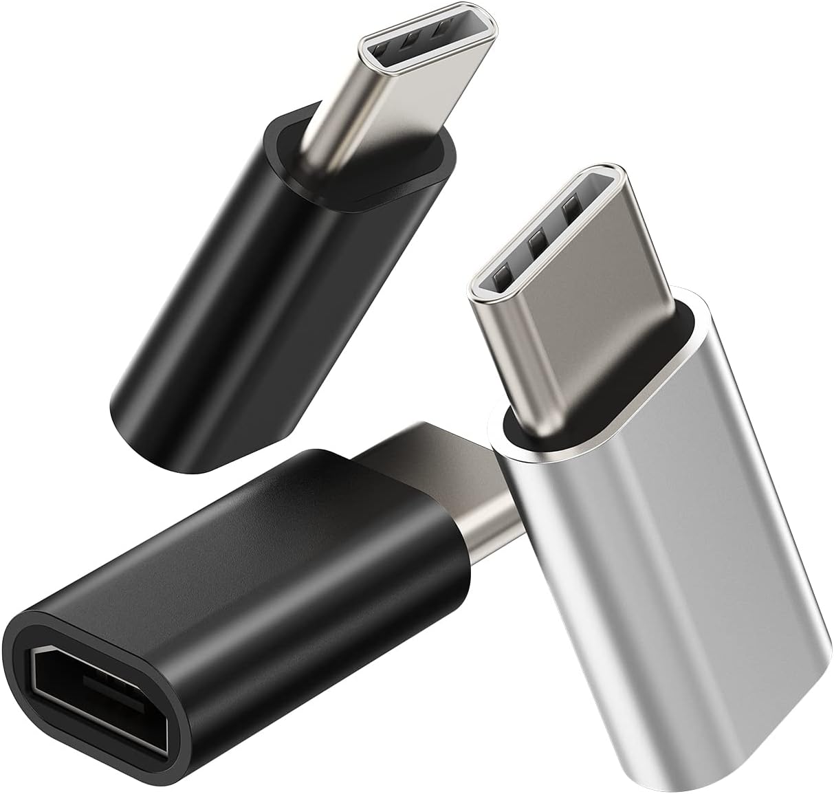 Micro USB Female to USB C Male Adapter(3pack) Android Port Charge Cable ...