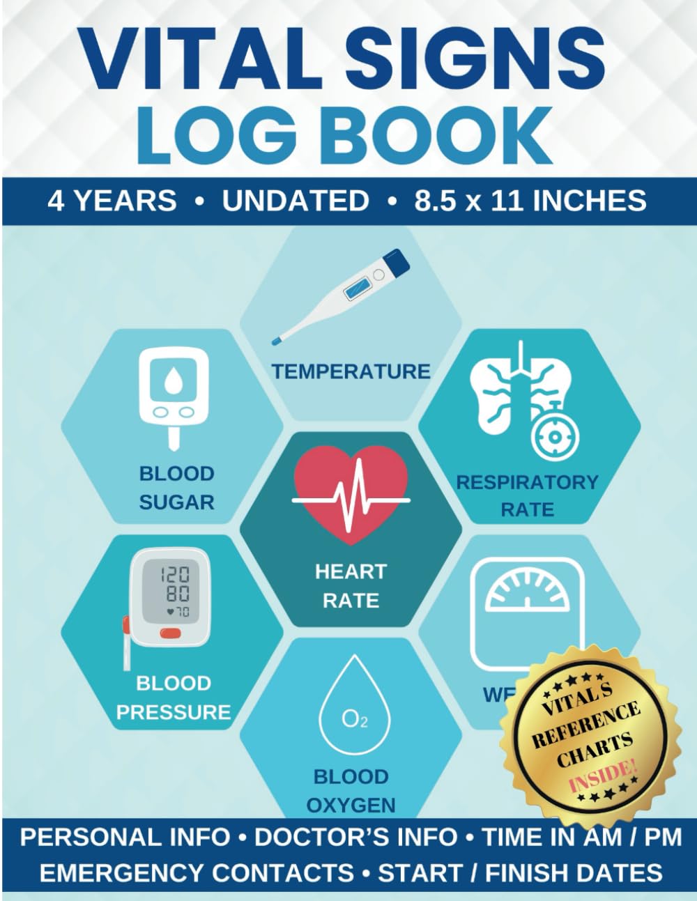 Vital Signs Log Book: Daily Health Monitoring Medical Journal to Record ...