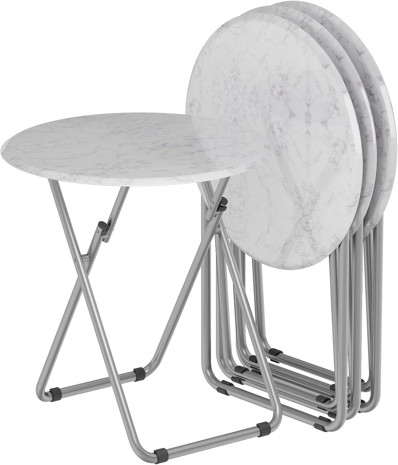 Amazon.com: Fleecy day TV Trays Table Set of 4 Round Portable Folding ...