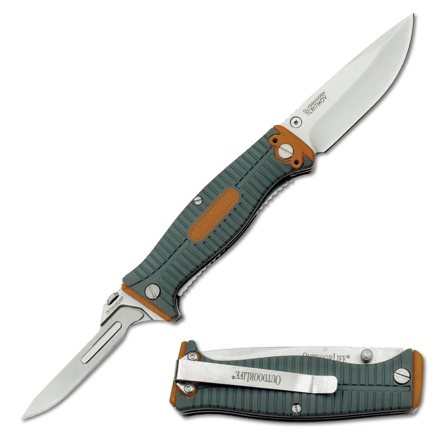 Outdoor Life Manual Folding Knife - Satin Finish Drop Point Blade w ...