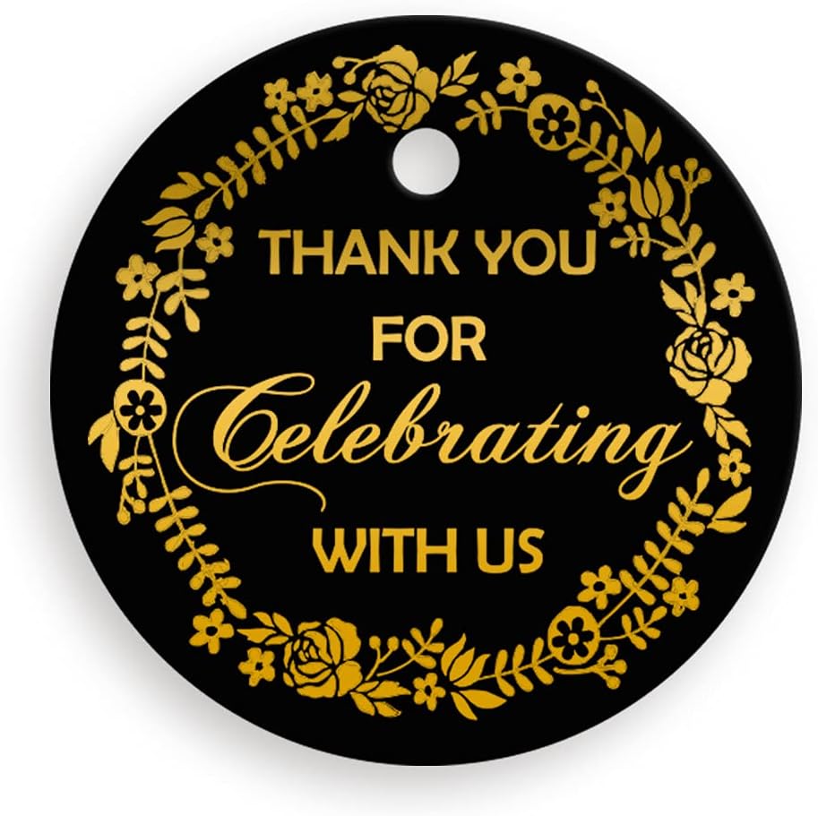 Amazon.com: Black Thank You Tags, Round Circle Black Gift Tag - 25 Pack ...
