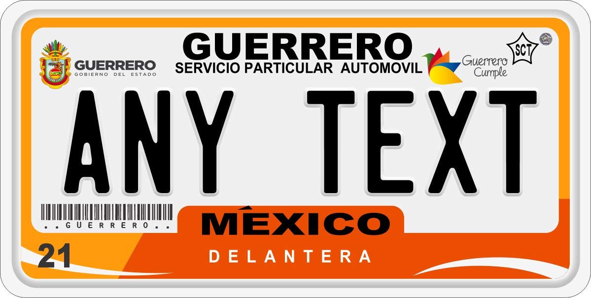 Guerrero Mexico License Plate Guerrero Mexico Plate Etsy