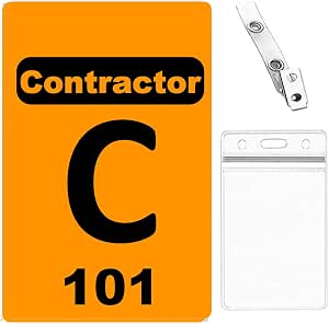 Amazon.com : Numbered Orange PVC Contractor ID Badge with Clear Vinyl ...
