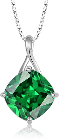 Vinoya Birthstone Necklace for Women 925 Sterling Silver Square Cut ...