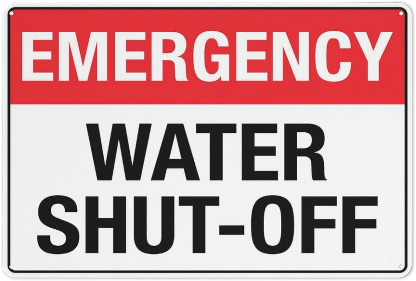 Emergency Water Shut-Off Sign Sign, 8 X 12 Grade Reflective Sheeting ...