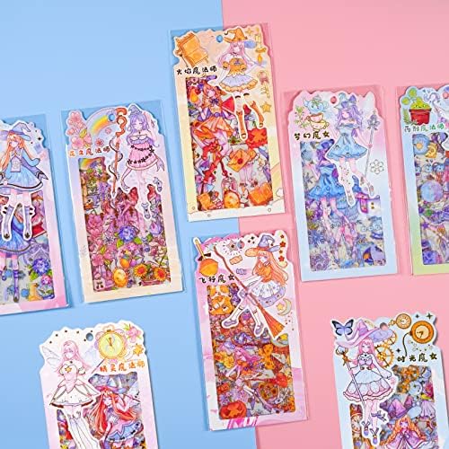 Amazon.com: 48 Sheets Kawaii Magic Girls Transparent Stickers, 12 ...