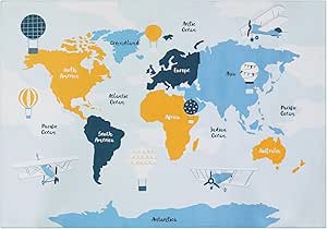 Amazon.com: World Map Area Rug for Kids - Non-Slip Play Mat for ...