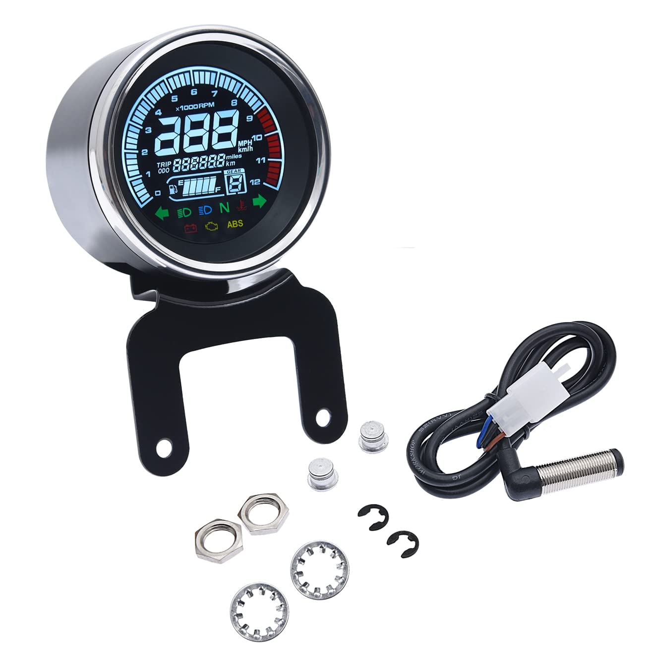 KAOLALI Motorcycle GPS Speedometer Multi Function Speedometer 12V ...