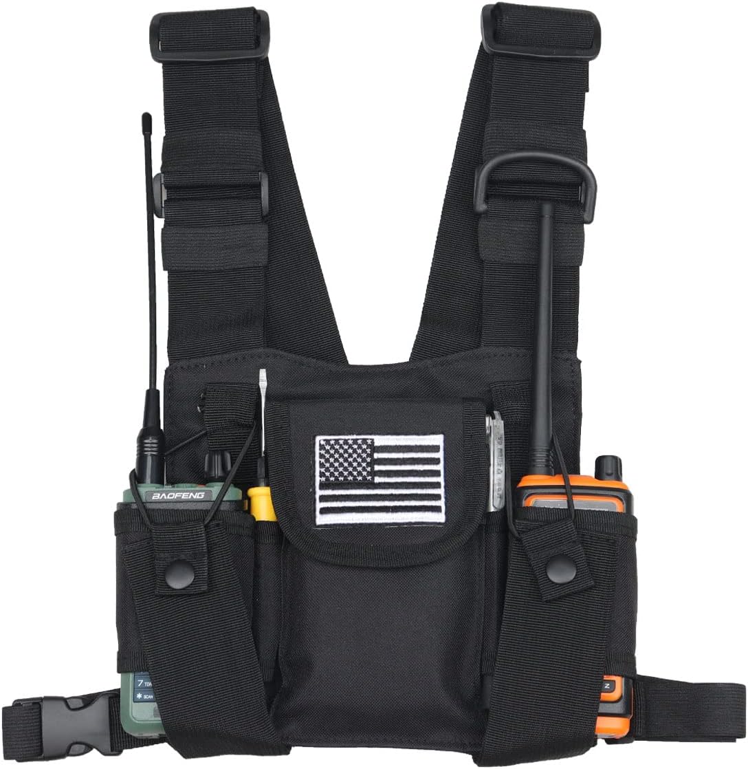 Amazon.com: Radio Chest Harness Rig Holster Pack with Front Pouches and ...
