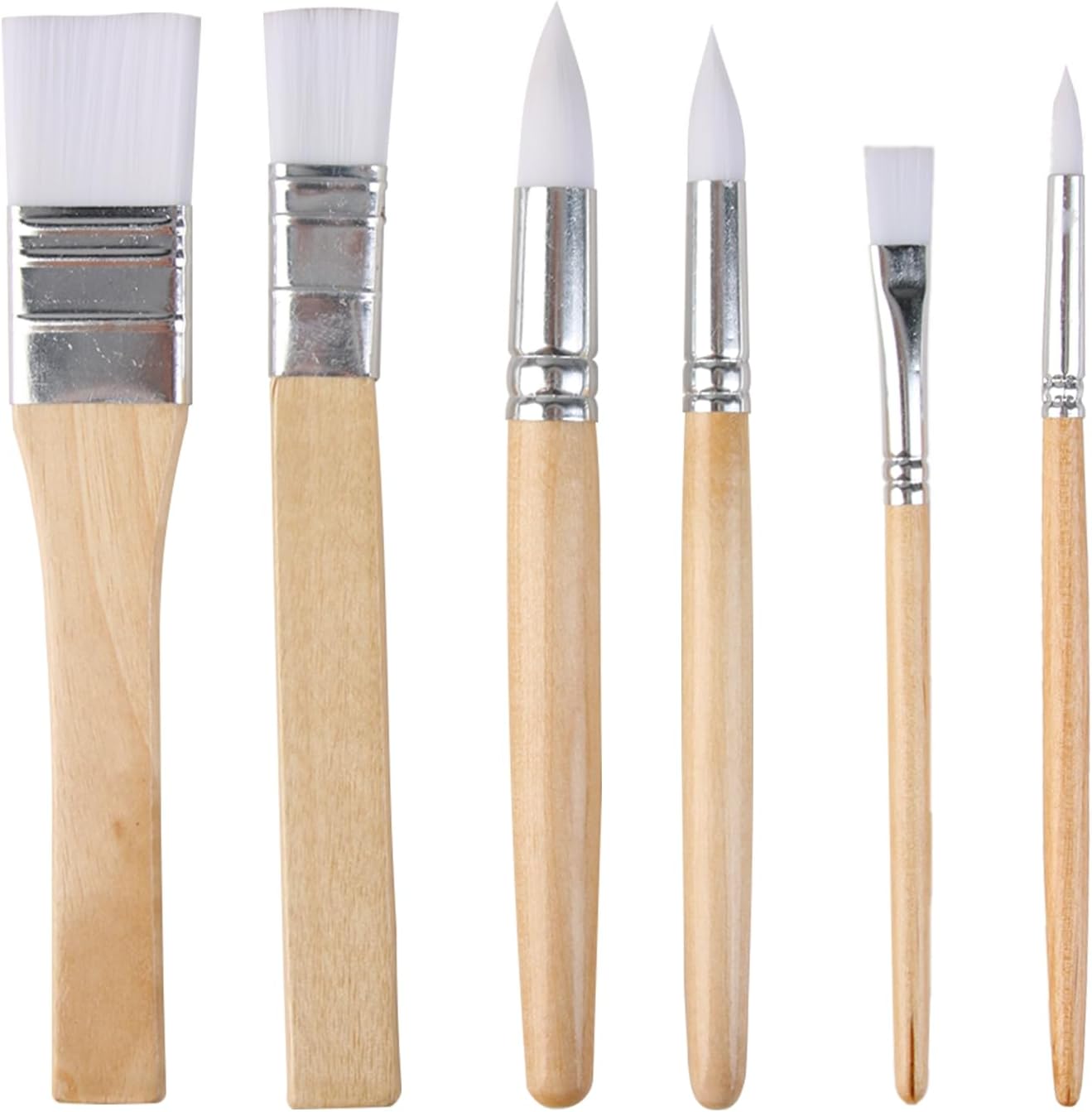 ihohi 6pcs Acrylic Paint Brushes，14cm Small Wooden Nylon Hair ...