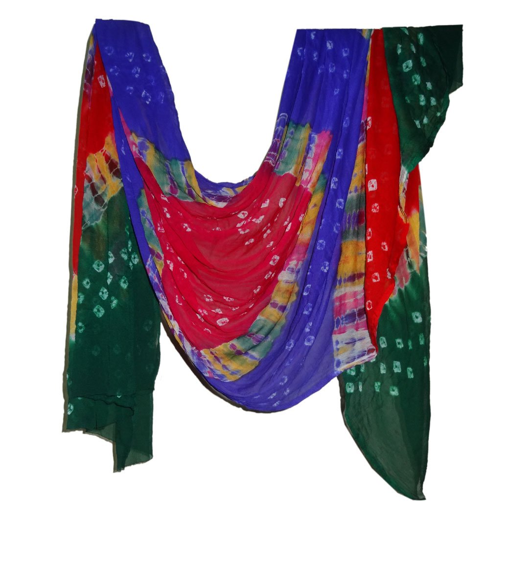 Buy Bigfashionshop Chiffon Dupatta Tie Dye Bandhani Chuni Stole 210cm ...