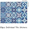 20pcs Blue and White Moroccan Tile Stickers, Kitchen Bathroom Wall Tile ...