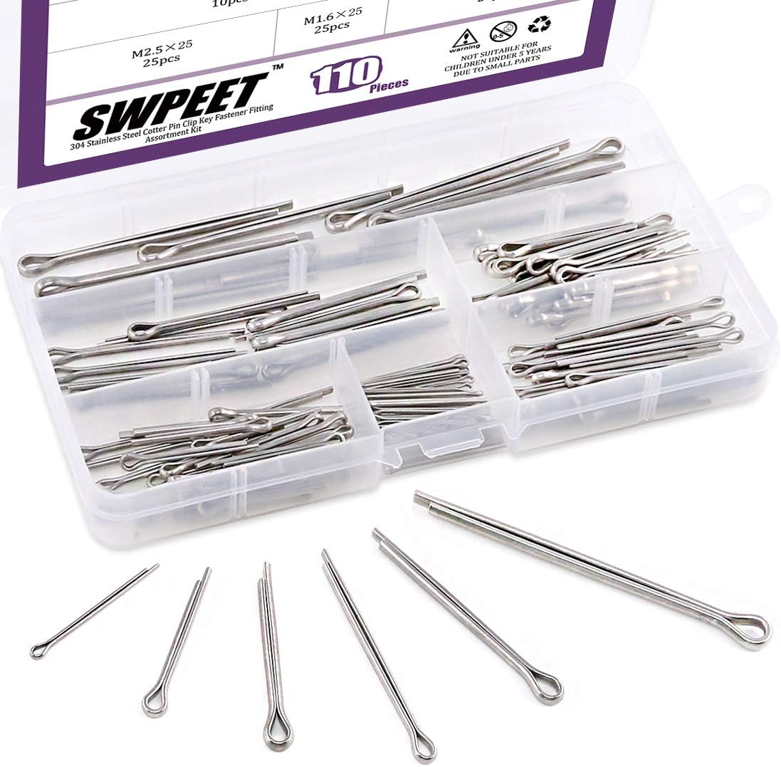 Neiko 50457A Cotter Pin Assortment Kit, 150 Piece Zinc Plated Steel ...